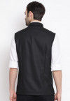 Buy Solid Color Cotton Silk Nehru Jacket in Black Online : MTR2064 ...