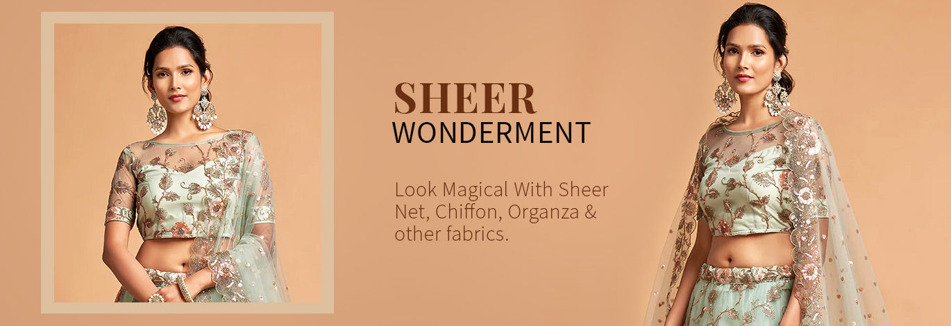 The Season's Top Sheer Trend in Net Sarees, Circular Lehengas and Abaya ...